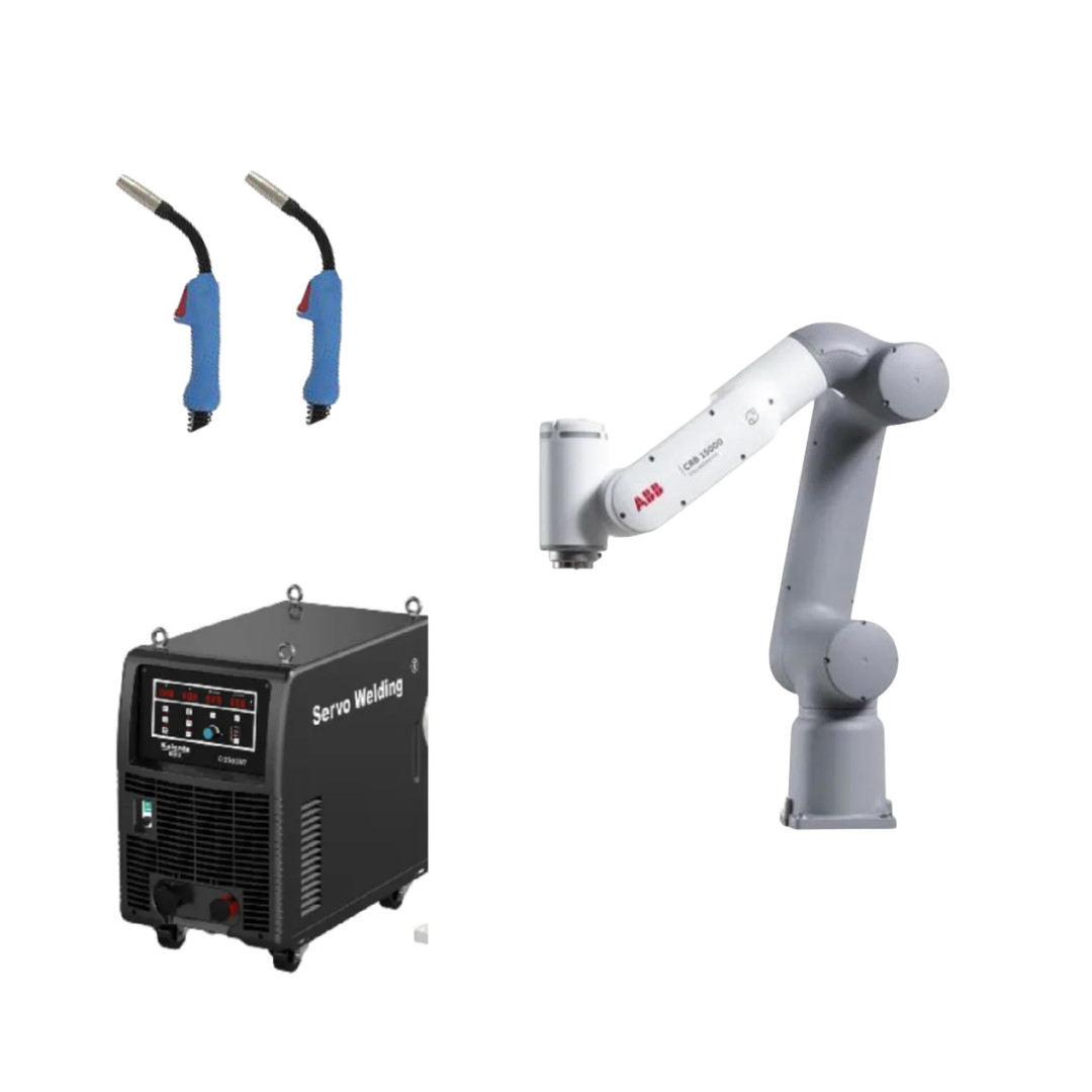 CRB 15000 GoFa 5 ABB โรบอตร่วมมือ โคบอตที่มีเครื่องเชื่อมและปืนเป็นหุ่น ...