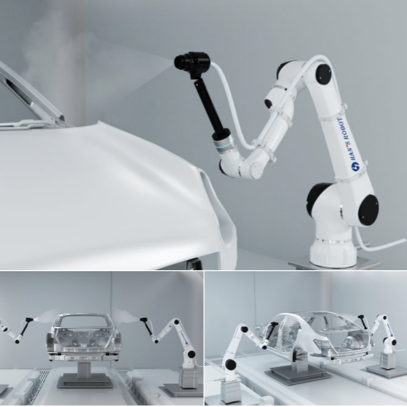 HANS Elfin Cobot โซลูชันการพ่นสียานยนต์ หุ่นยนต์พ่นสีรถยนต์แบบร่วมมือ